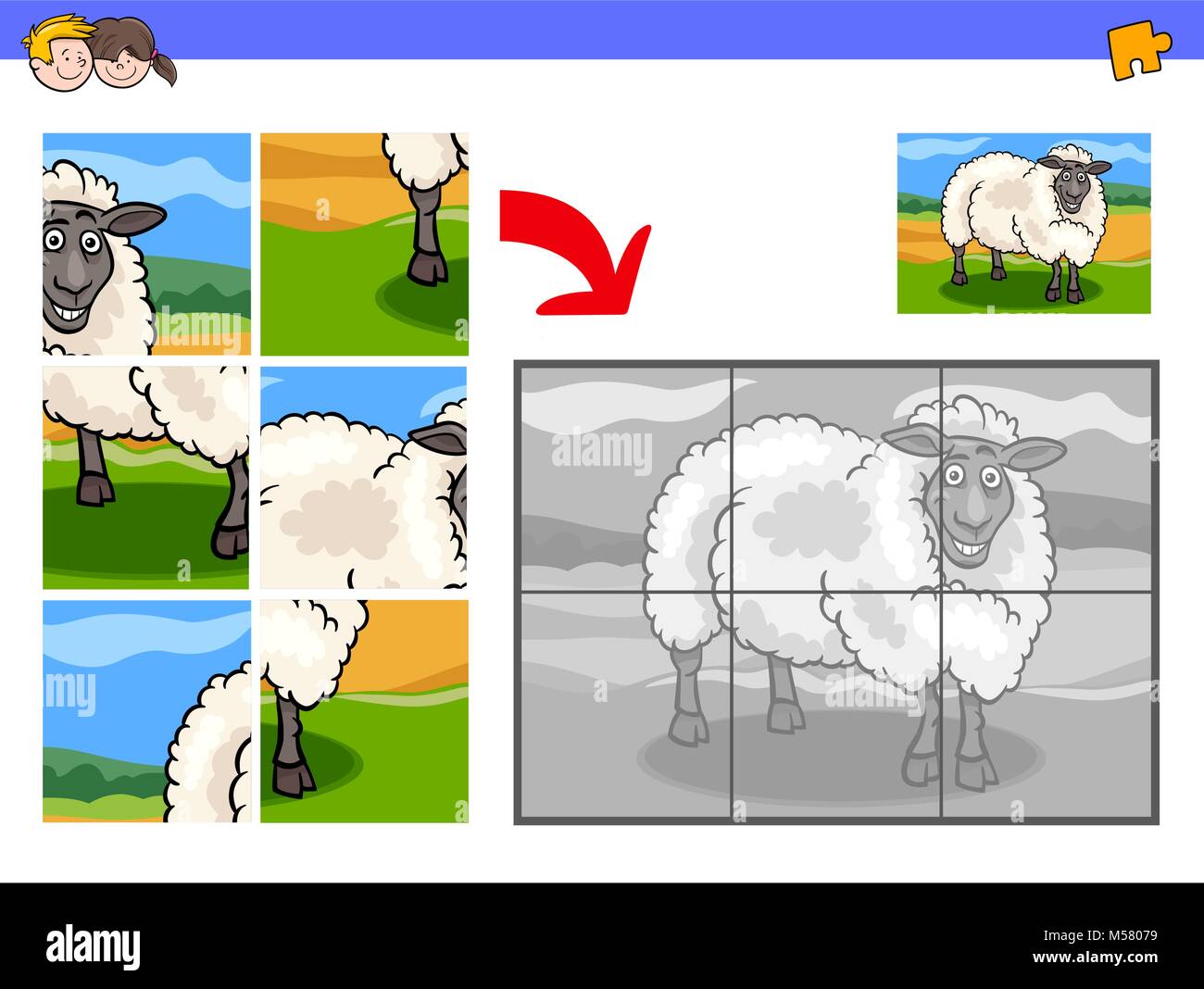 Cartoon illustration educational jigsaw puzzle hi-res stock photography ...