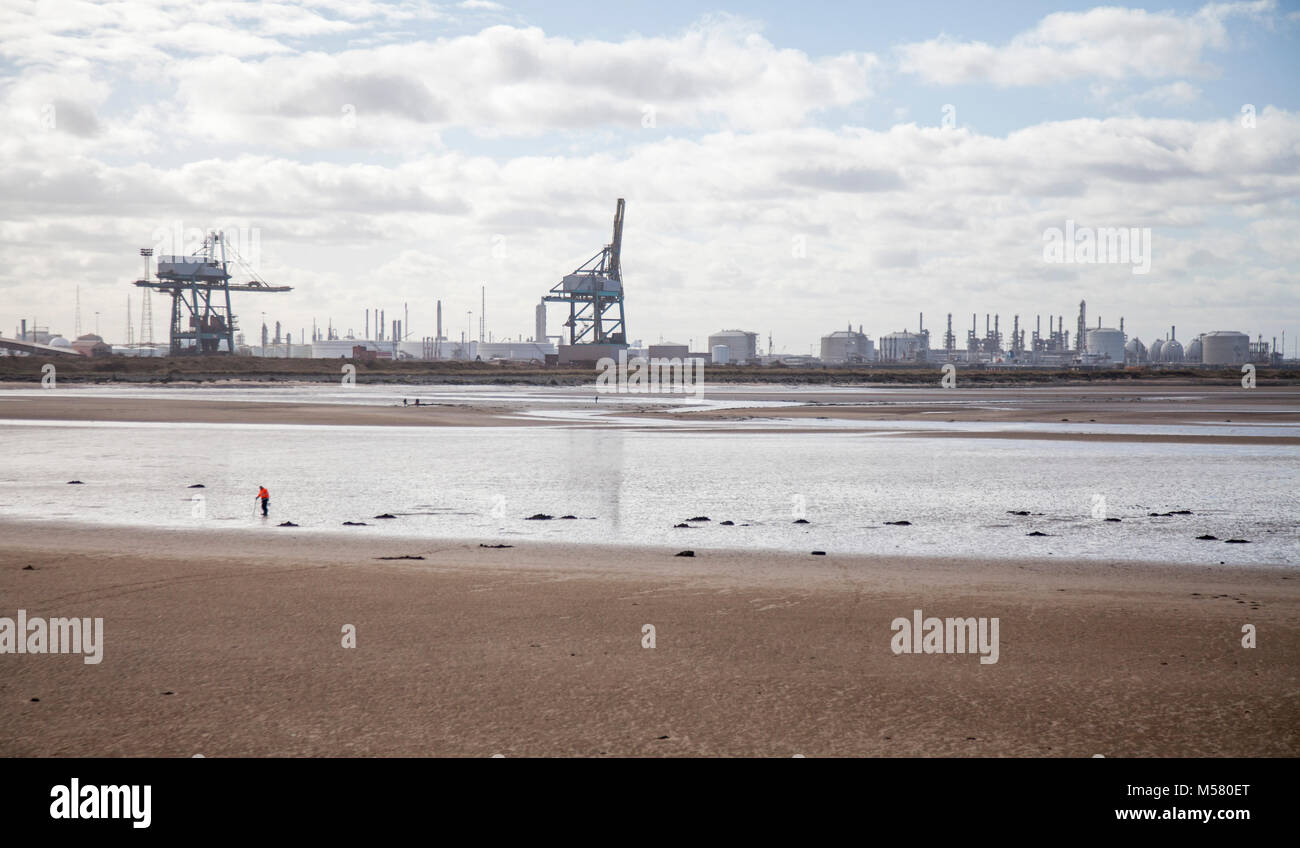 The Tees estuary and cranes at Redcar,England,UK Stock Photo - Alamy