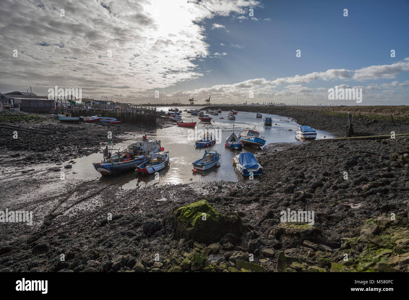 The boats in the small harbour at Paddy's Hole Redcar,England,UK Stock ...