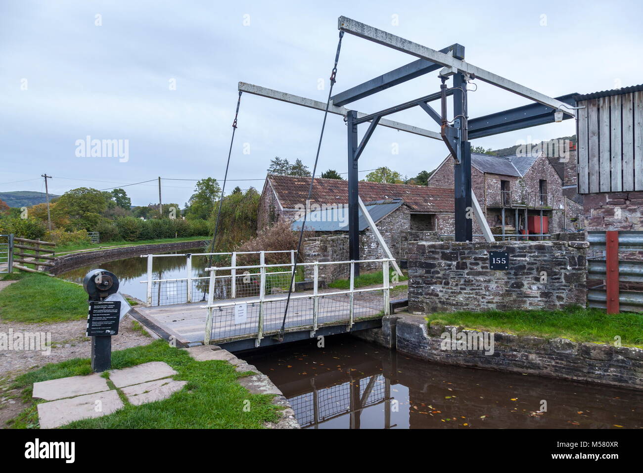 A Lift bridge in the down position on the Brecon and Monmouthshire ...