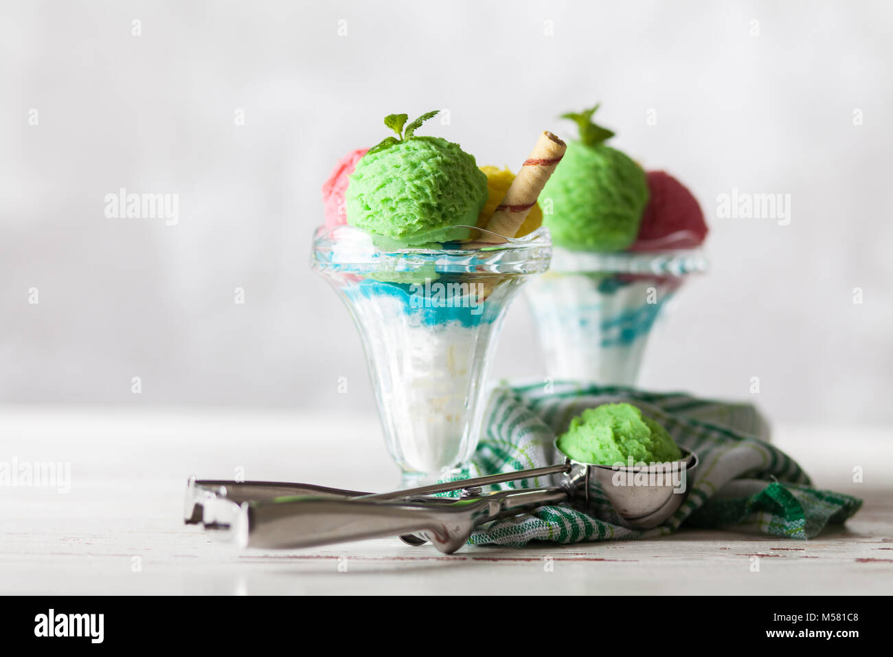 Ice cream vase on grey background Stock Photo - Alamy