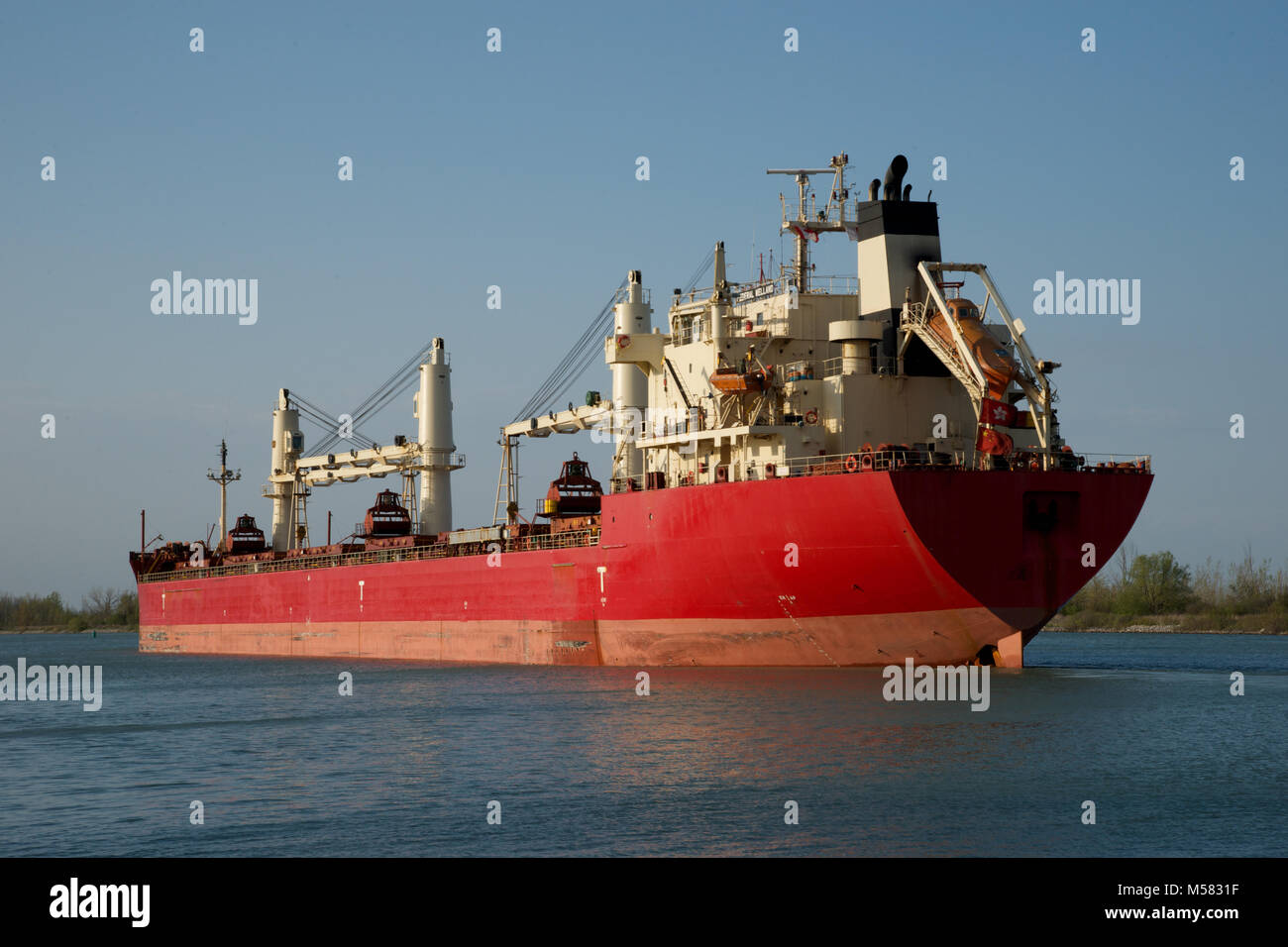 A self discharging bulk carrier passing through the Welland Canal ...