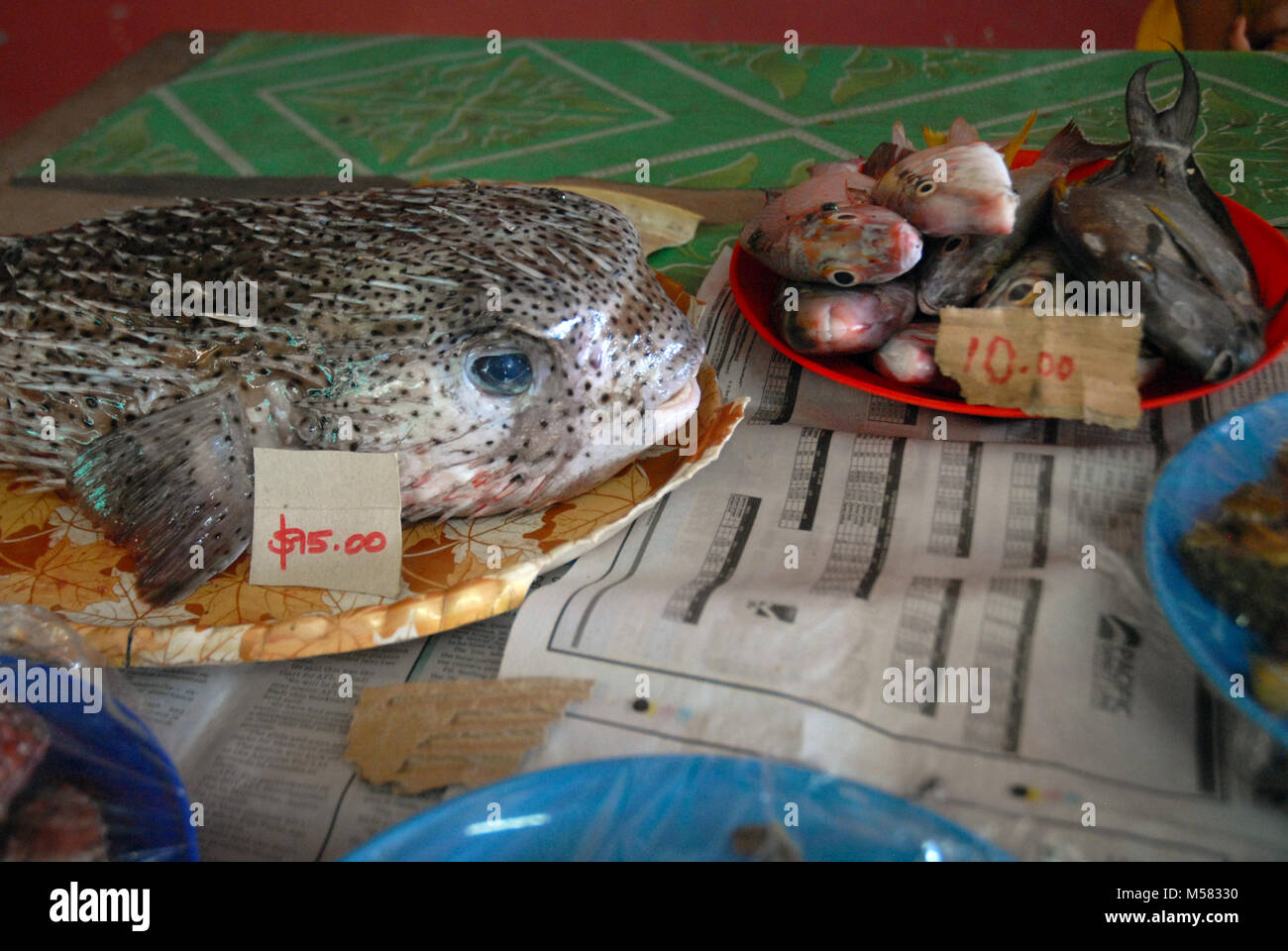 Fresh fish for sale, Sigatoka Market, Fiji Stock Photo - Alamy