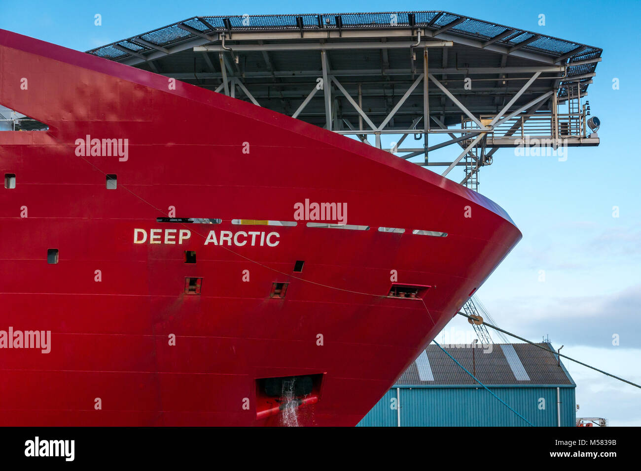 Prow and helicopter deck, Technip ship, Deep Arctic, diving and heavy ...