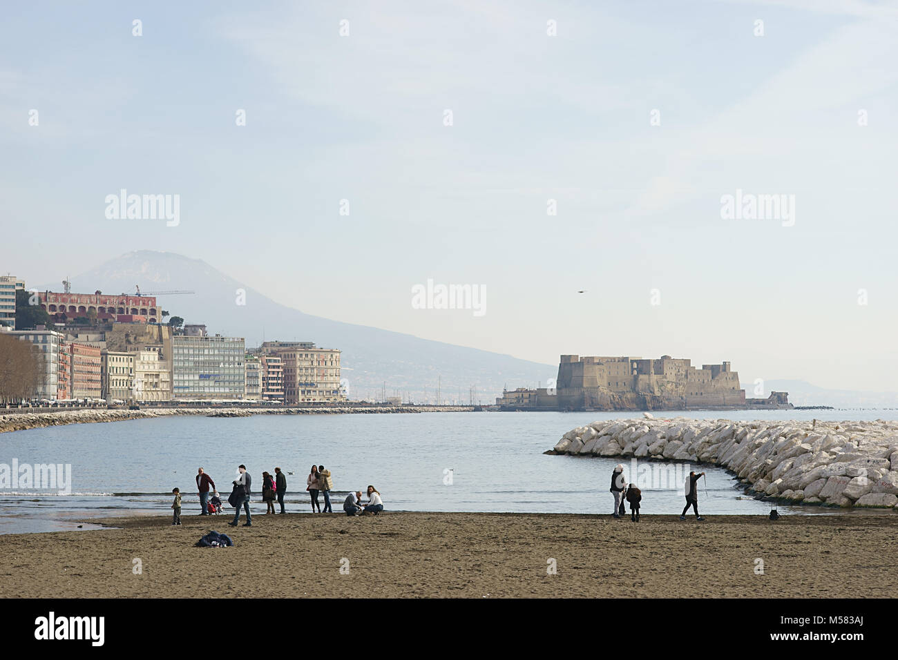 Naples, Italy, snowy Vesuvius and beach Stock Photo - Alamy