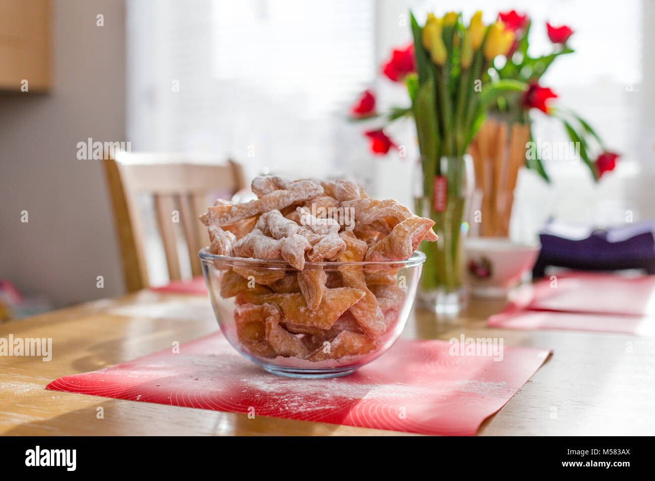 Deep-fried pastry ribbons called Angels Wings most commonly eaten in ...