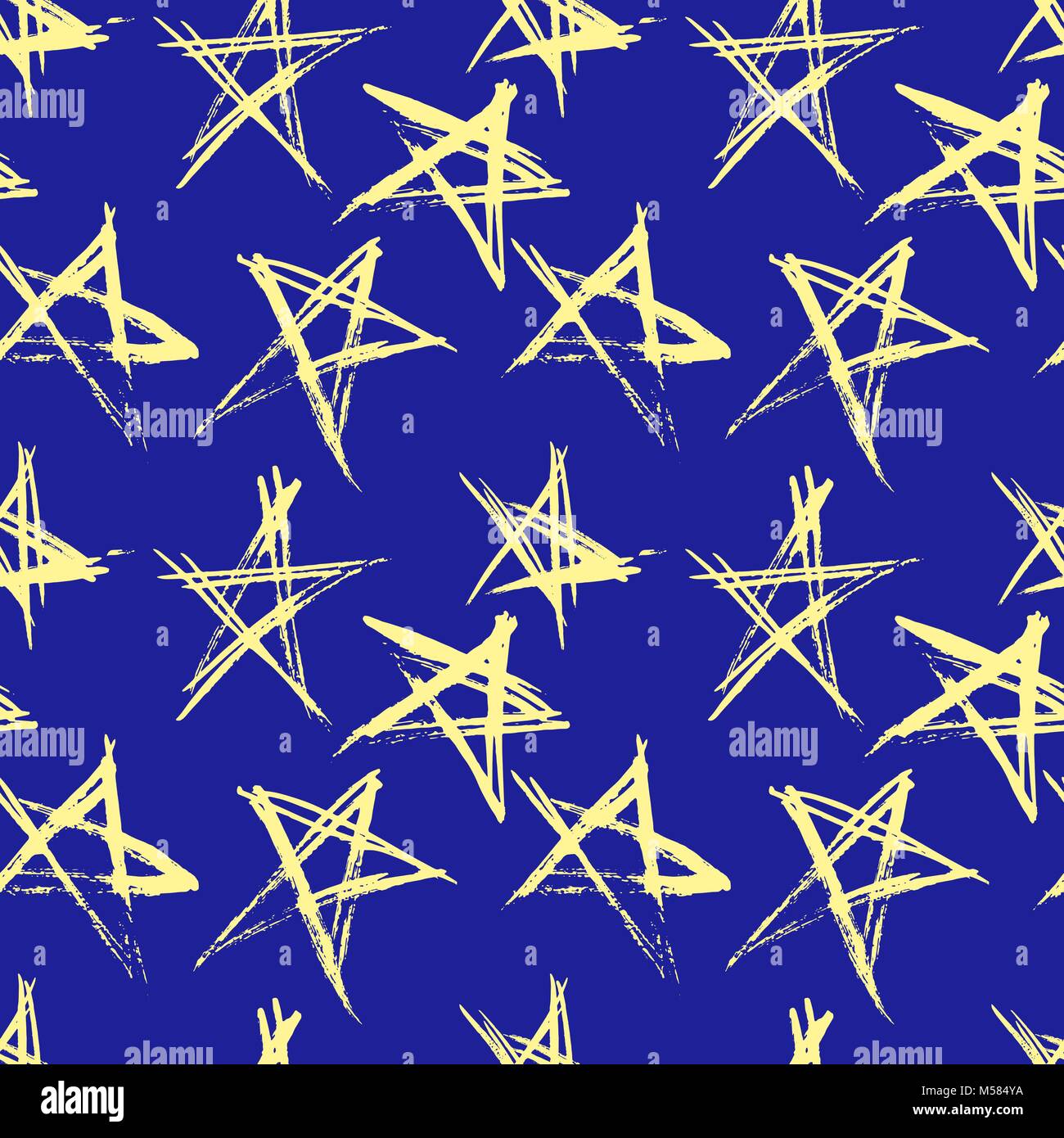 Hand drawn grunge stars seamless pattern. Modern ink background. Dry ...