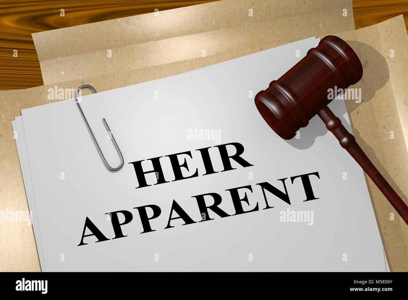 3D illustration of HEIR APPARENT title on legal document Stock Photo ...