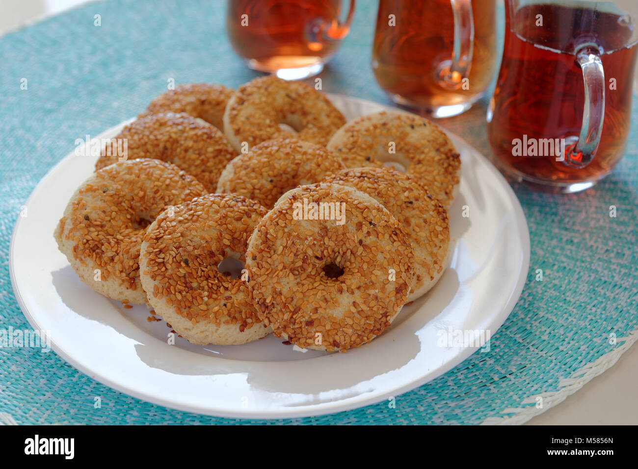 Kurabiye cookies and Turkish tea Stock Photo - Alamy