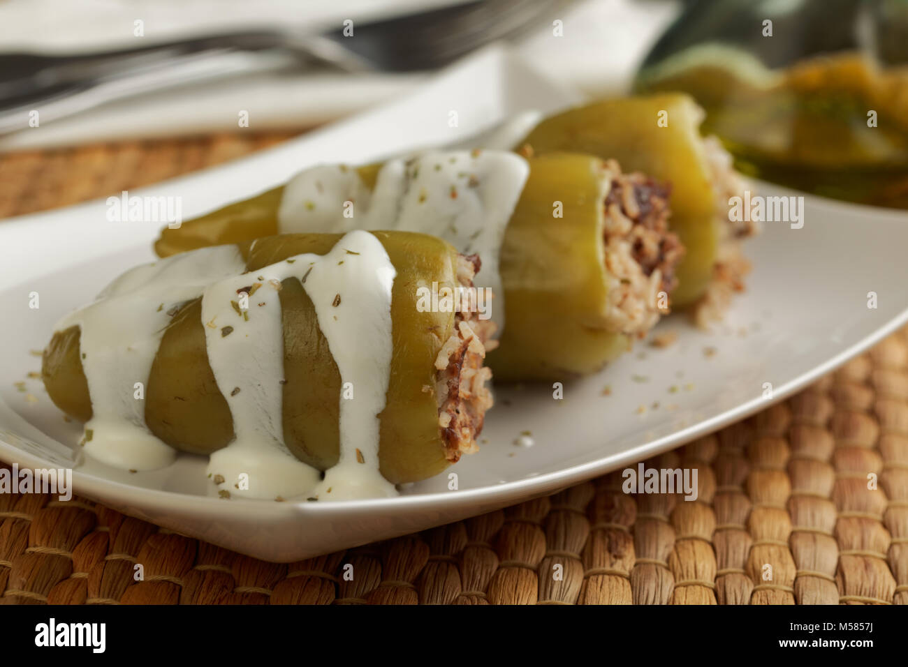 Turkish dish biber dolma, stuffed pepper Stock Photo - Alamy