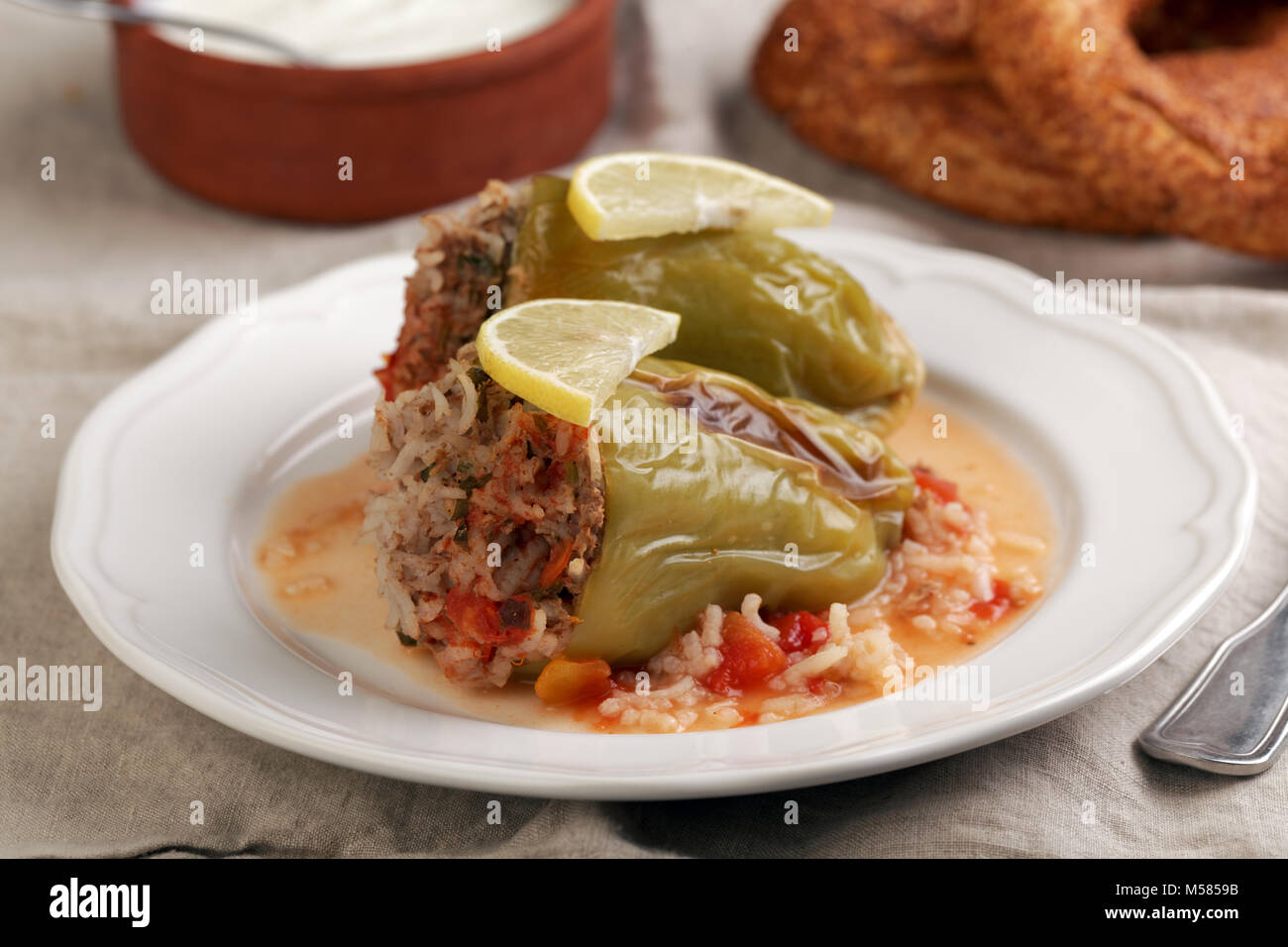 Turkish dish biber dolma, stuffed pepper Stock Photo - Alamy