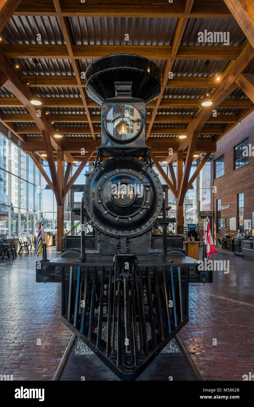 C.P.R Locomotive 374 on display in the Roundhouse, Yaletown, Vancouver ...