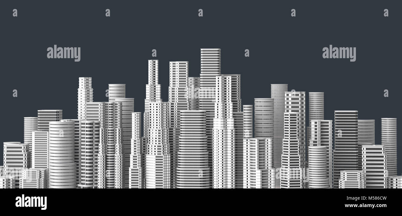 Skyscrapers isolated on dark background. 3D illustrating Stock Photo ...