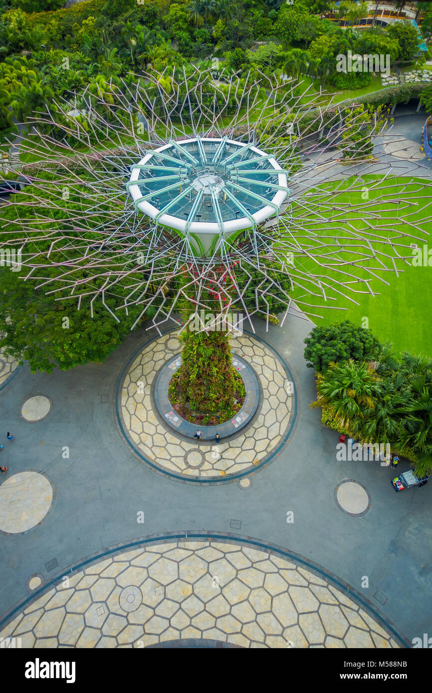 SINGAPORE, SINGAPORE - JANUARY 30, 2018: Above view of supertree at ...