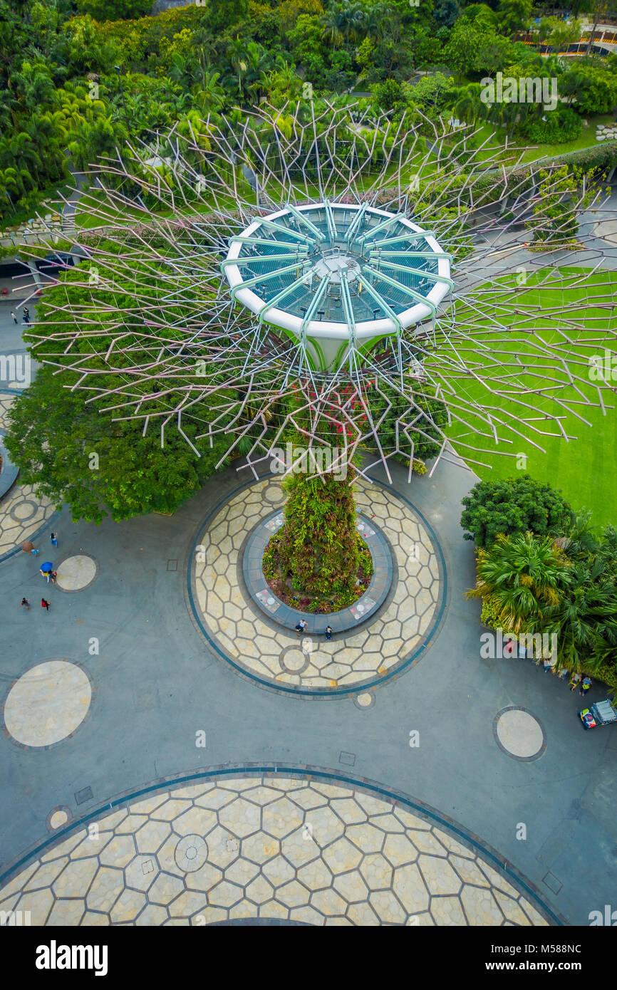 SINGAPORE, SINGAPORE - JANUARY 30, 2018: Above view of supertree at ...