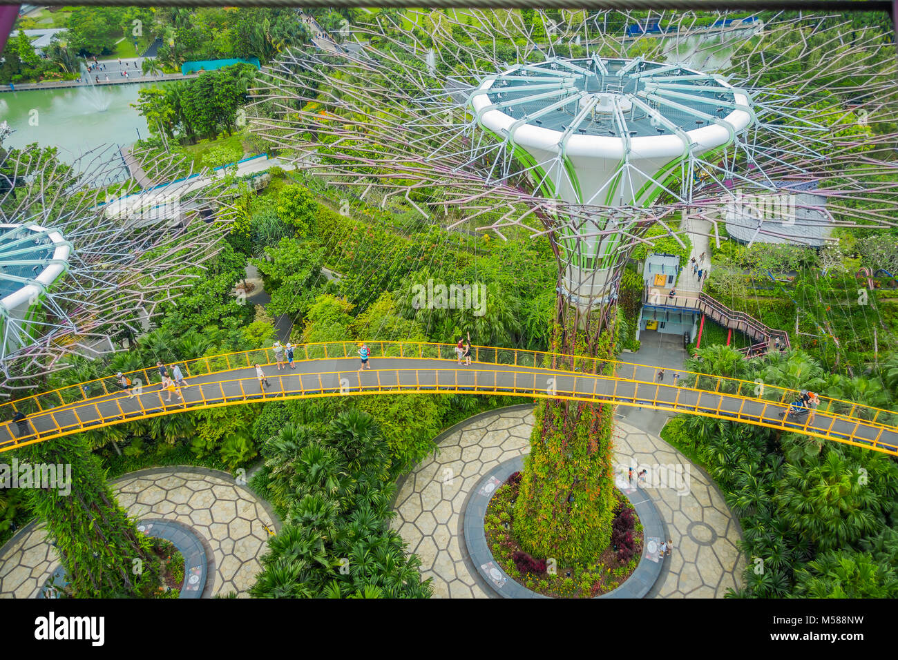 SINGAPORE, SINGAPORE - JANUARY 30, 2018: Above view of amazing ...
