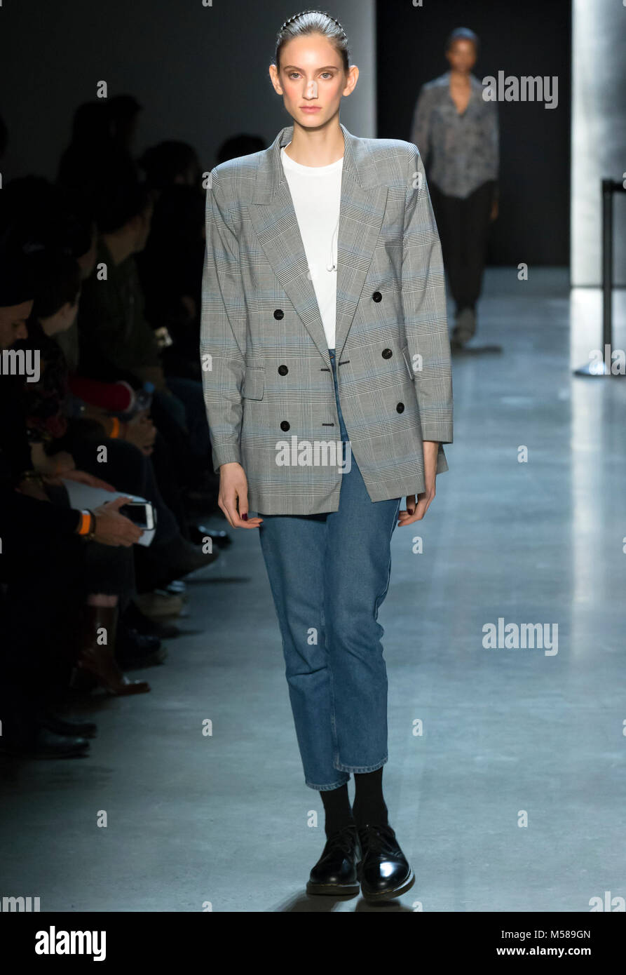 NEW YORK, NY - February 11, 2018: Sarah Berger walks the runway during ...