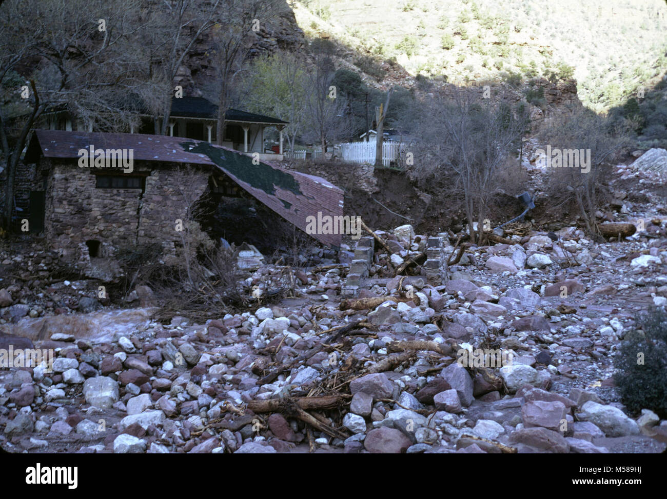 Grand Canyon Flood of Roaring Springs Pumphouse . Exterior of original ...