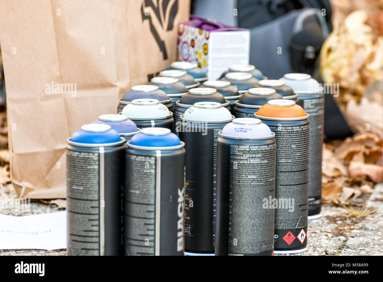 Different spray cans with different colors Stock Photo - Alamy