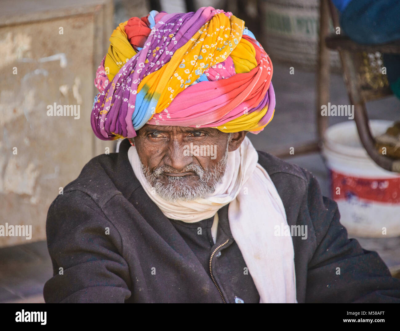 Rajasthani wearing colorful turban, Rajasthan, India Stock Photo - Alamy