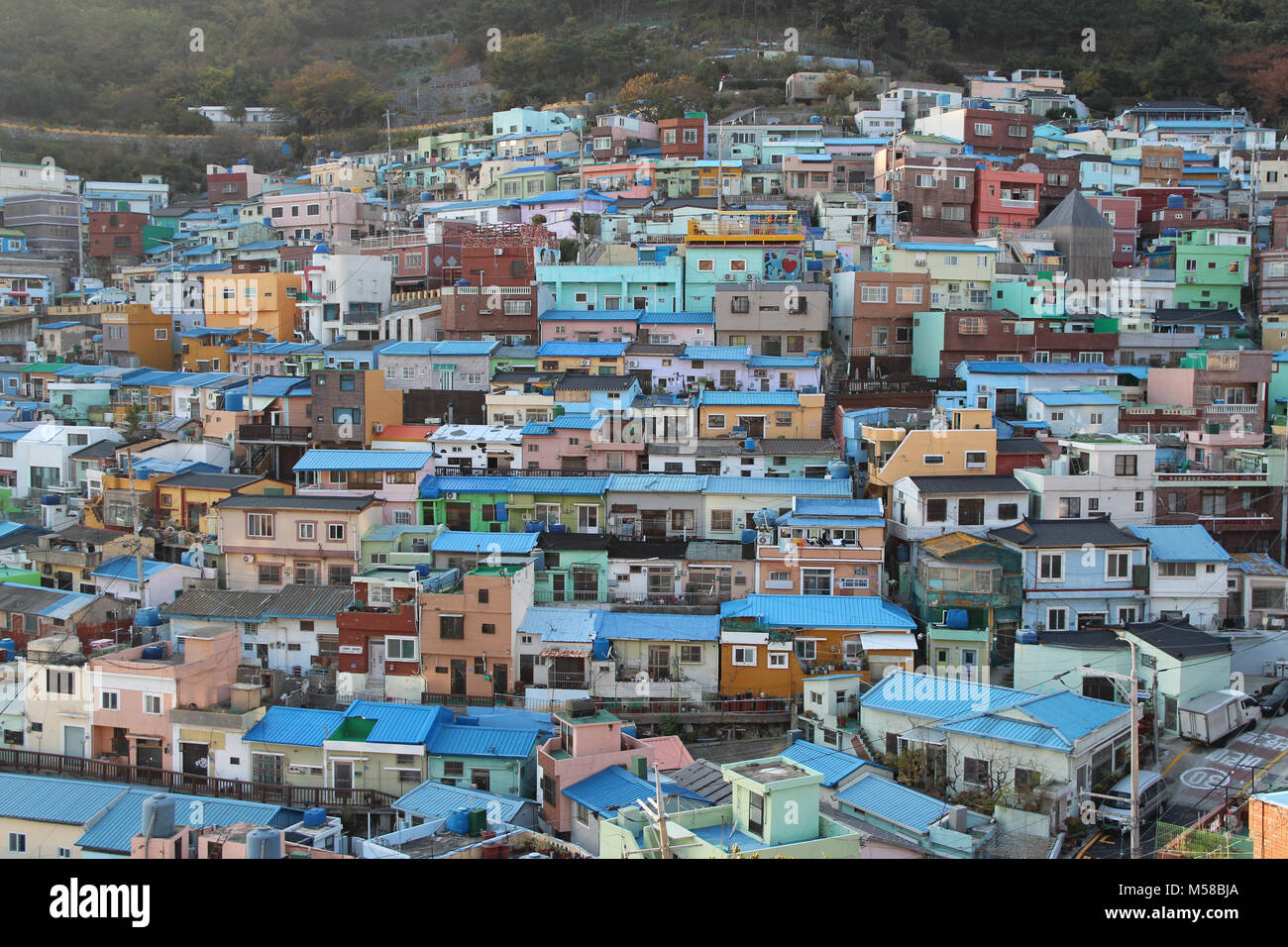 Gamcheon Culture Village which is houses built in staircase-fashion on ...