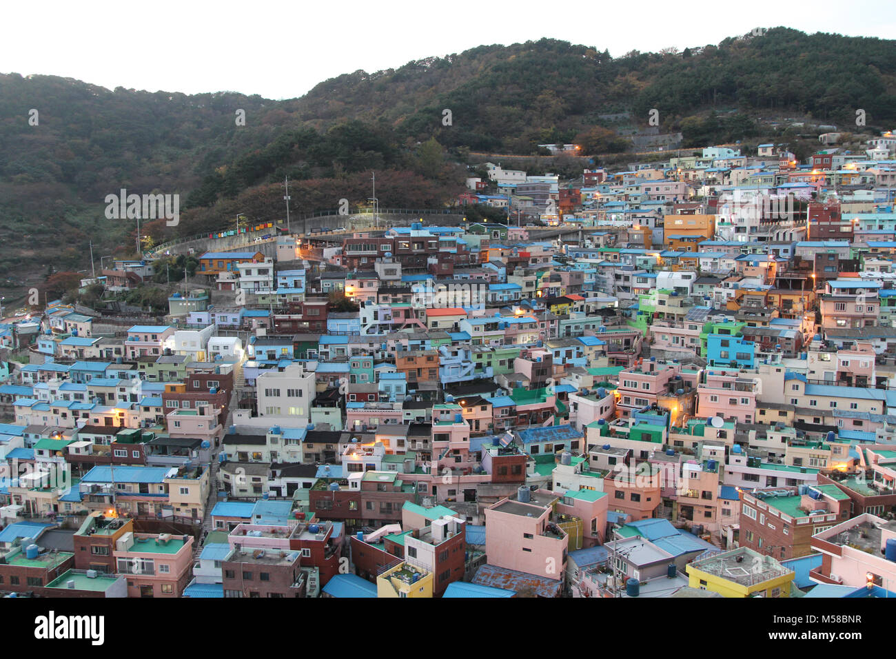 Gamcheon Culture Village which is houses built in staircase-fashion on ...