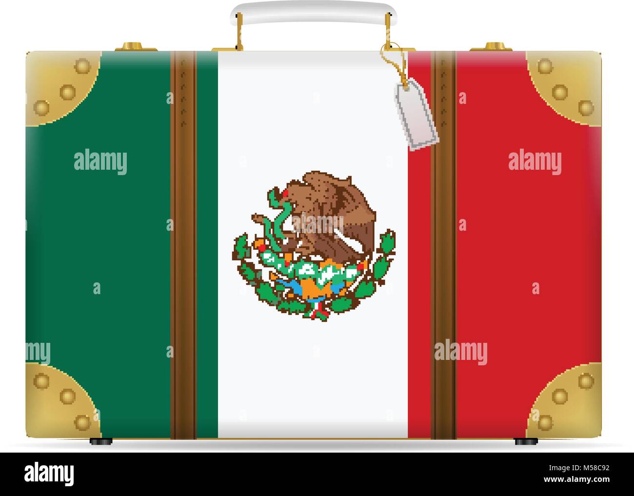 Mexico flag travel suitcase on a white background Stock Vector Image ...