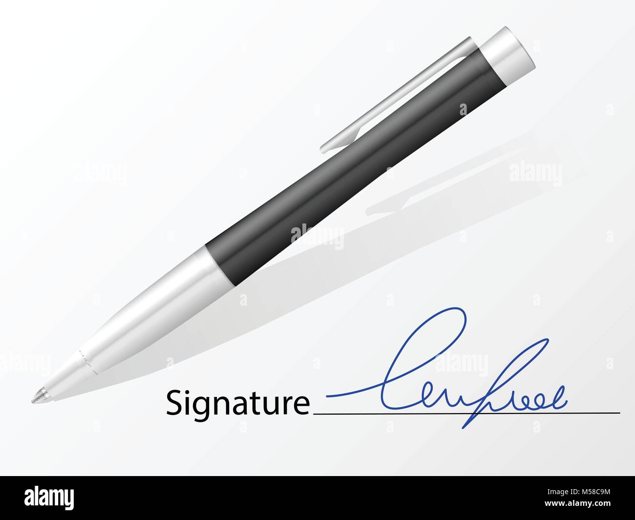 Ballpoint pen and signature on a white background Stock Vector Image ...