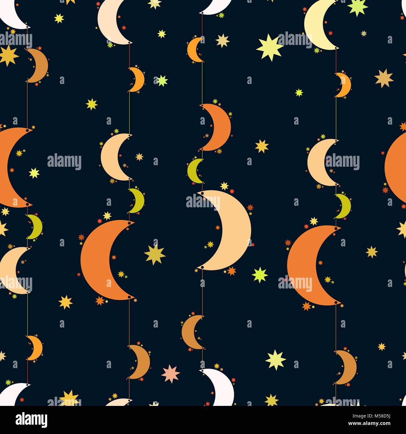 Seamless repeating pattern consisting of crescents and stars Stock ...