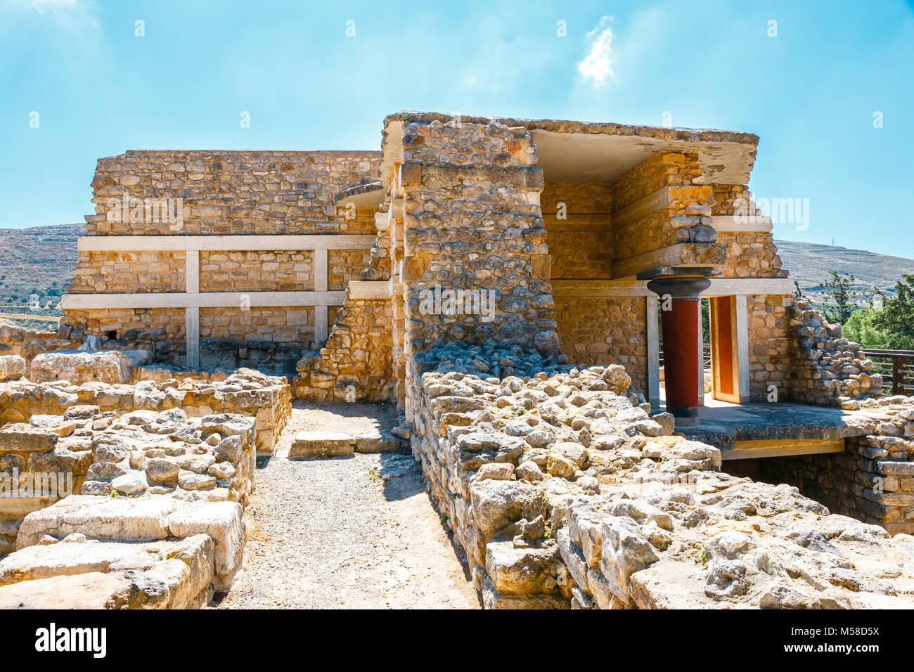 Scenic ruins of the Minoan Palace of Knossos on Crete, Greece Stock ...