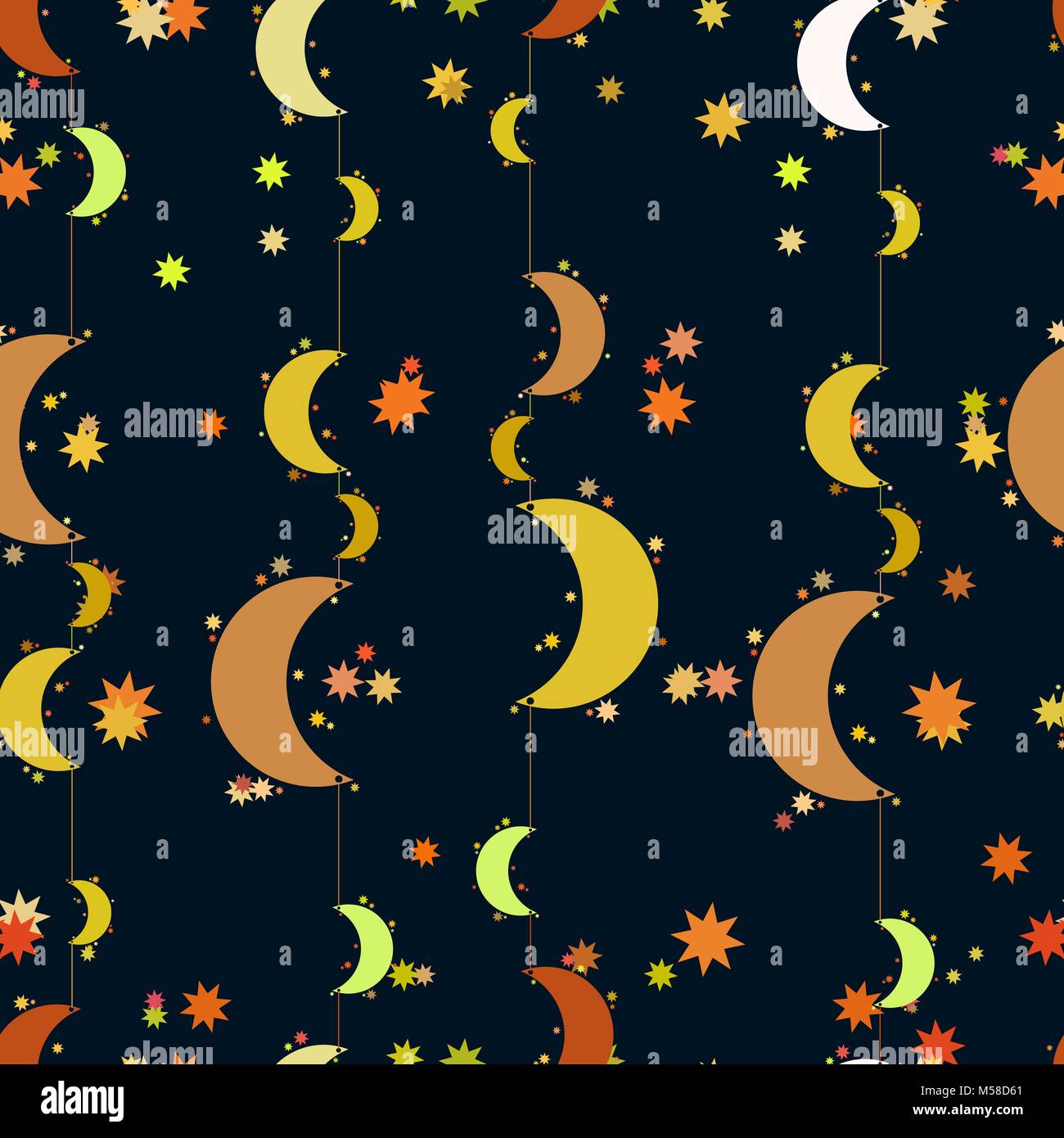 Seamless repeating pattern consisting of crescents and stars Stock ...