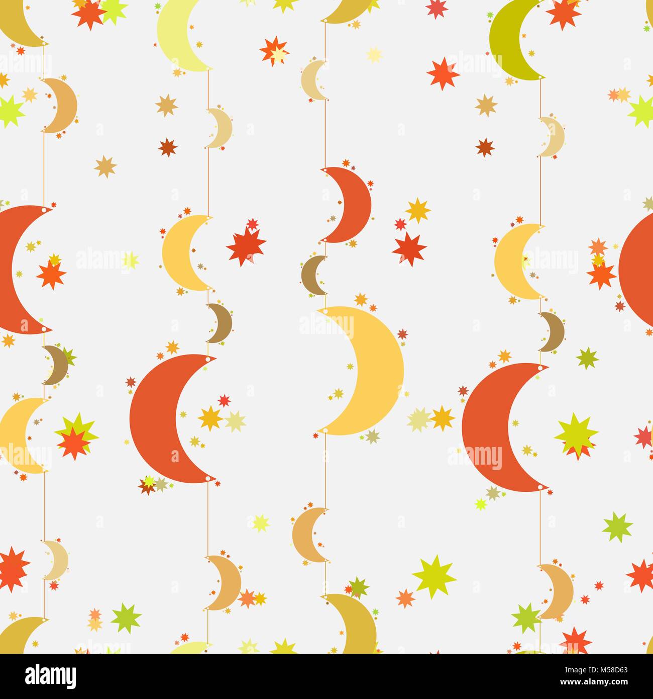 Seamless repeating pattern consisting of crescents and stars Stock ...