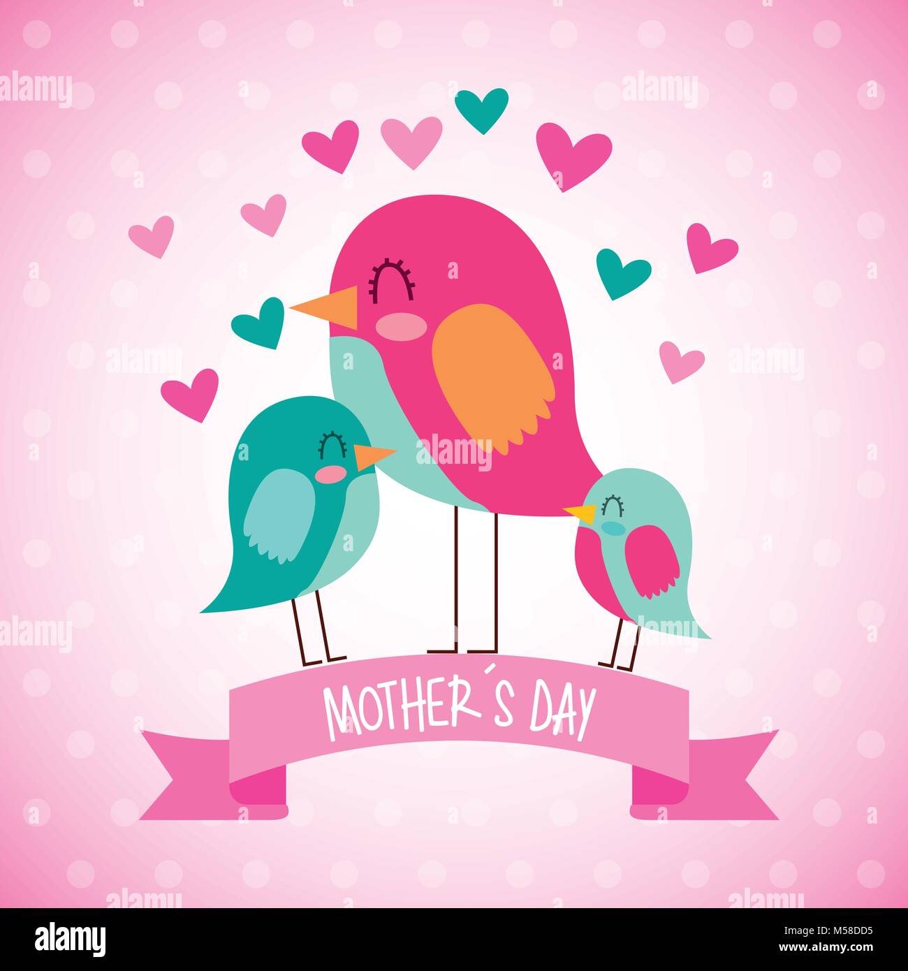cute birds together celebration mothers day Stock Vector Image & Art ...