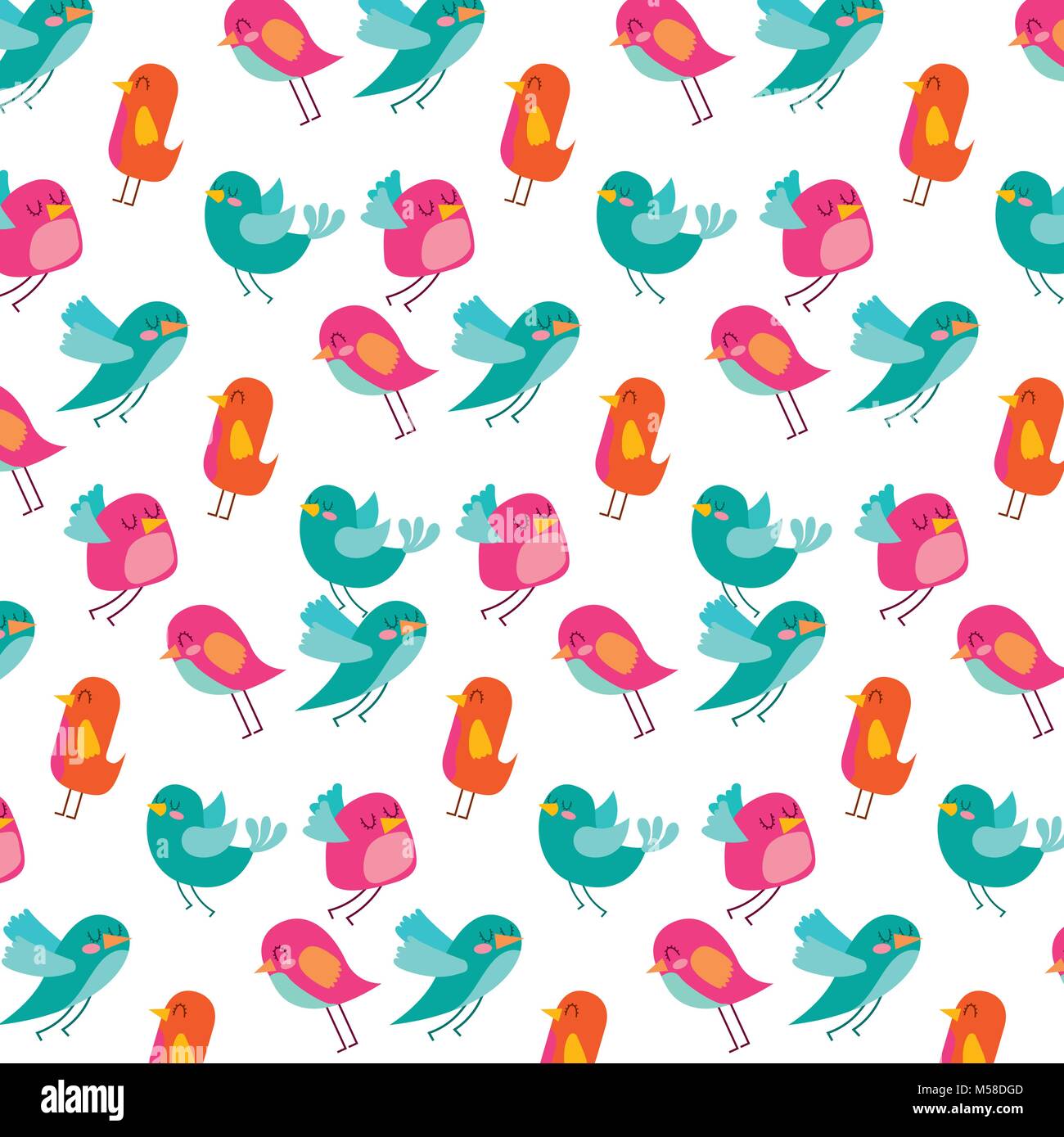 cute birds differents color pattern design white background Stock ...