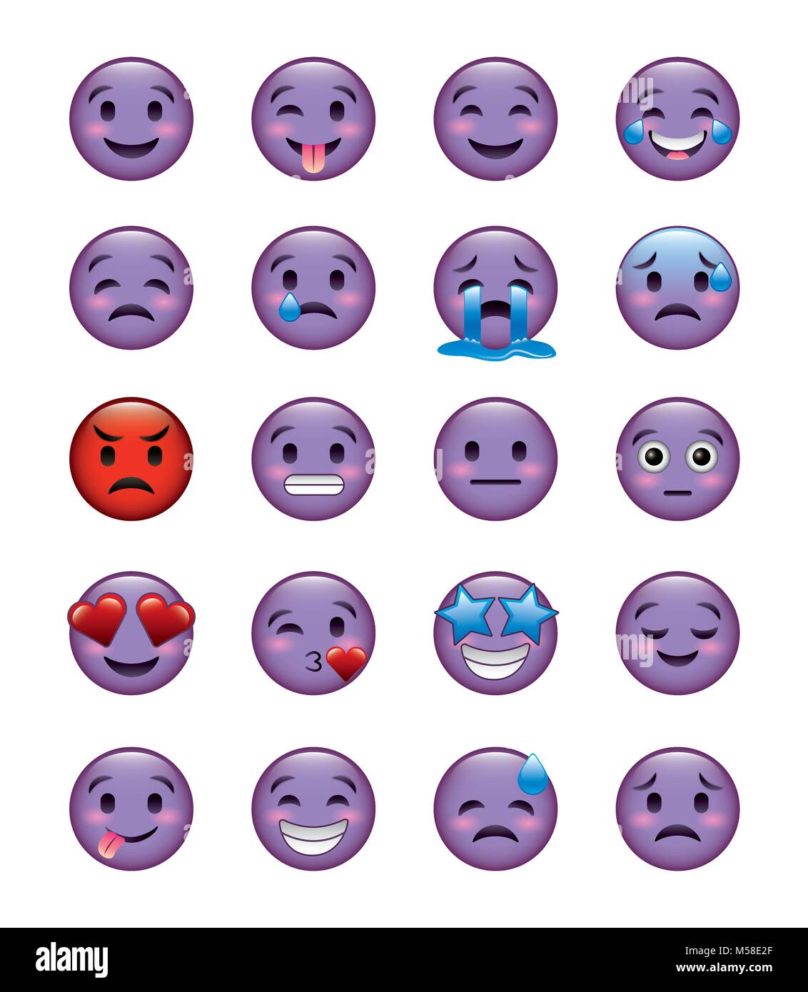 set of smiley icons with different face expression Stock Vector Image ...