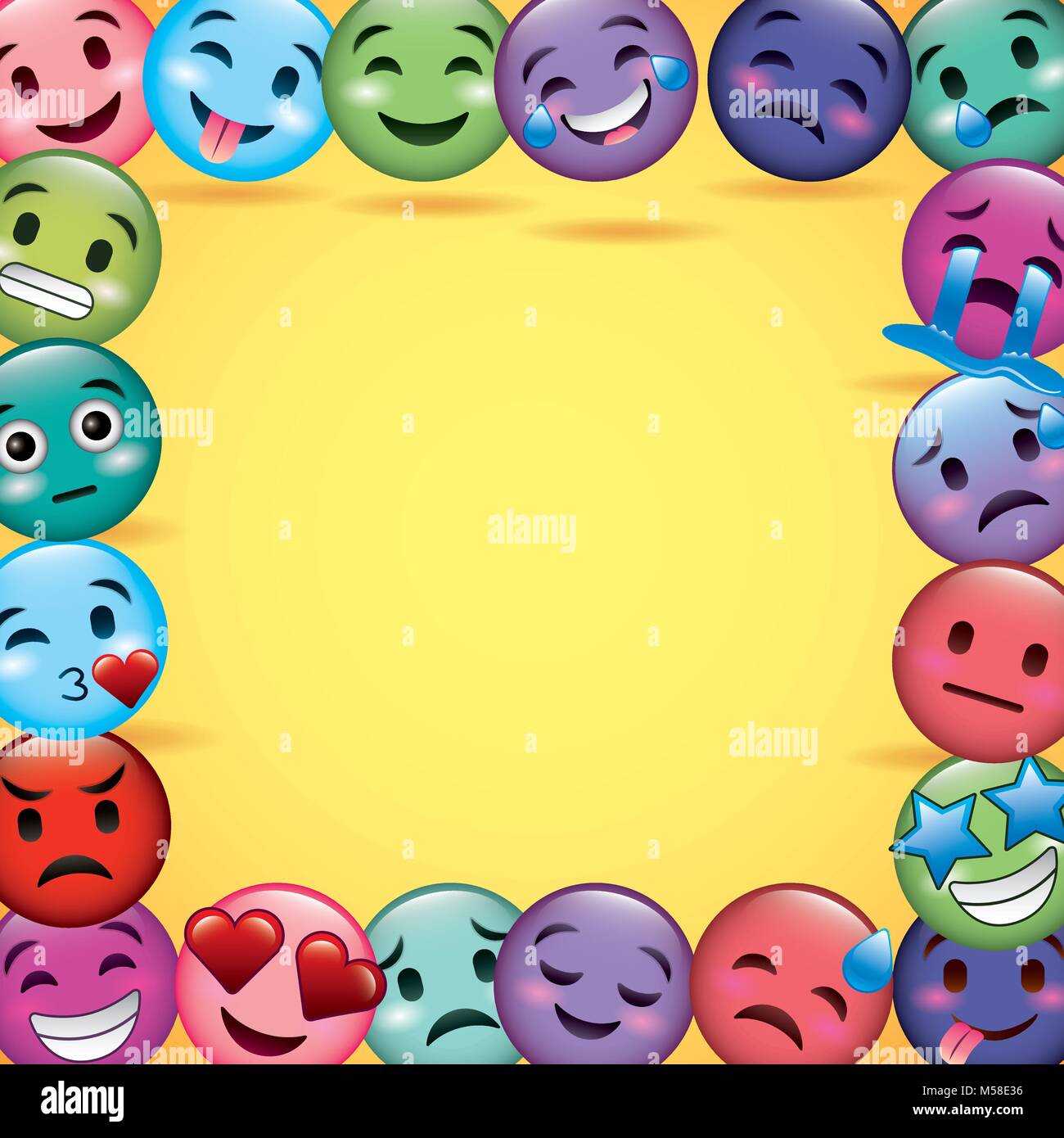 emoji smiles frame decoration differents yellow background Stock Vector ...