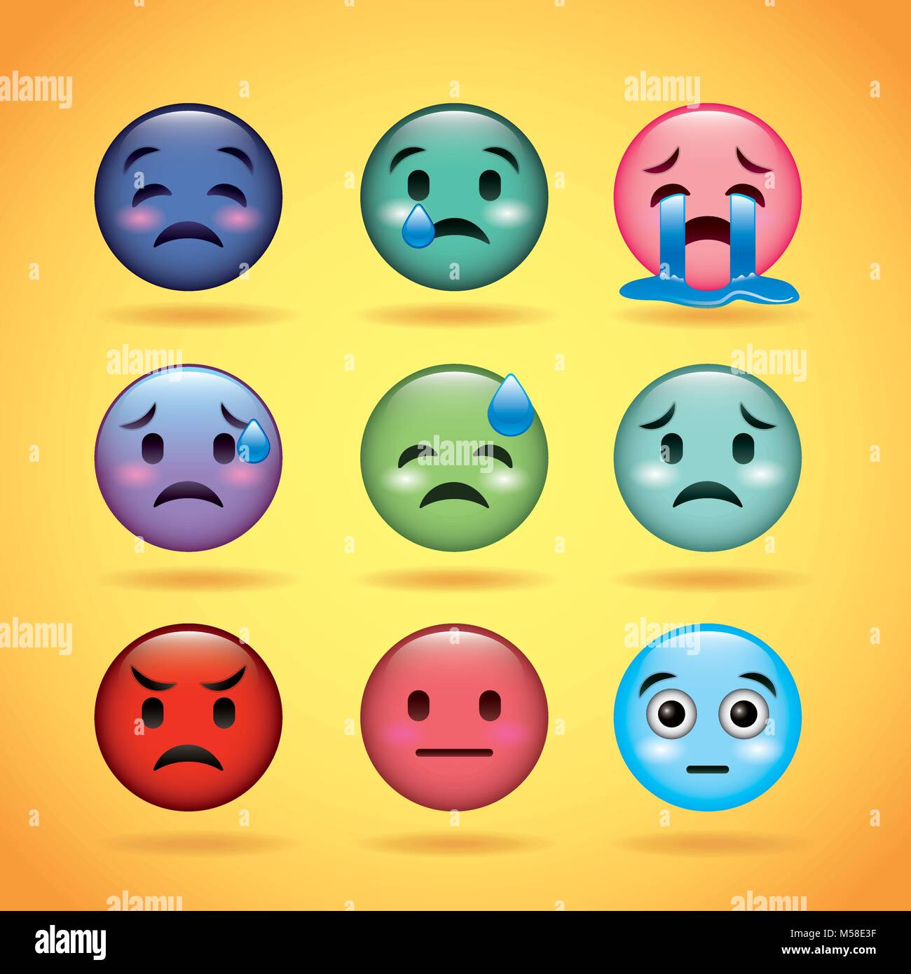 set of smiley icons with different face expression Stock Vector Image ...
