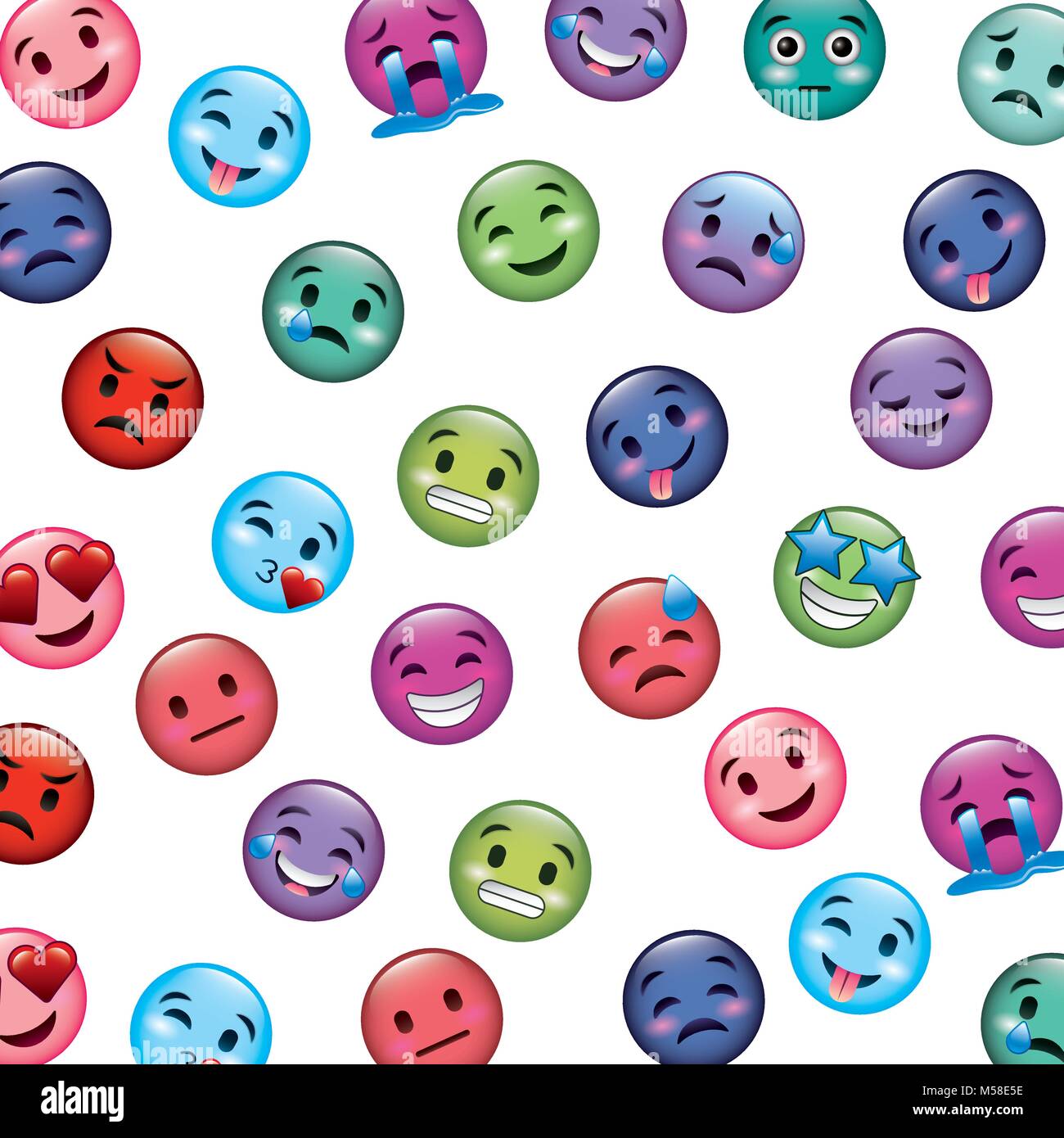 set of smiley icons with different face expression Stock Vector Image ...