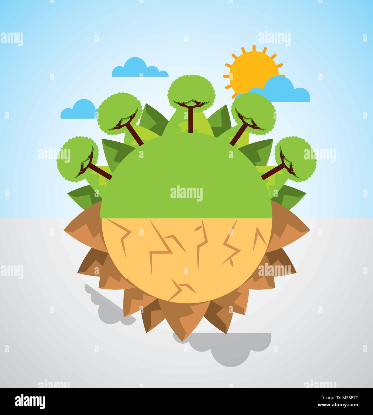 earth divided green landscape and desert scene warning Stock Vector ...