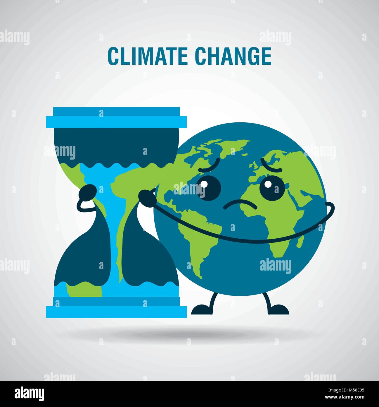 climate change cartoon sad planet earth hourglass time Stock Vector ...