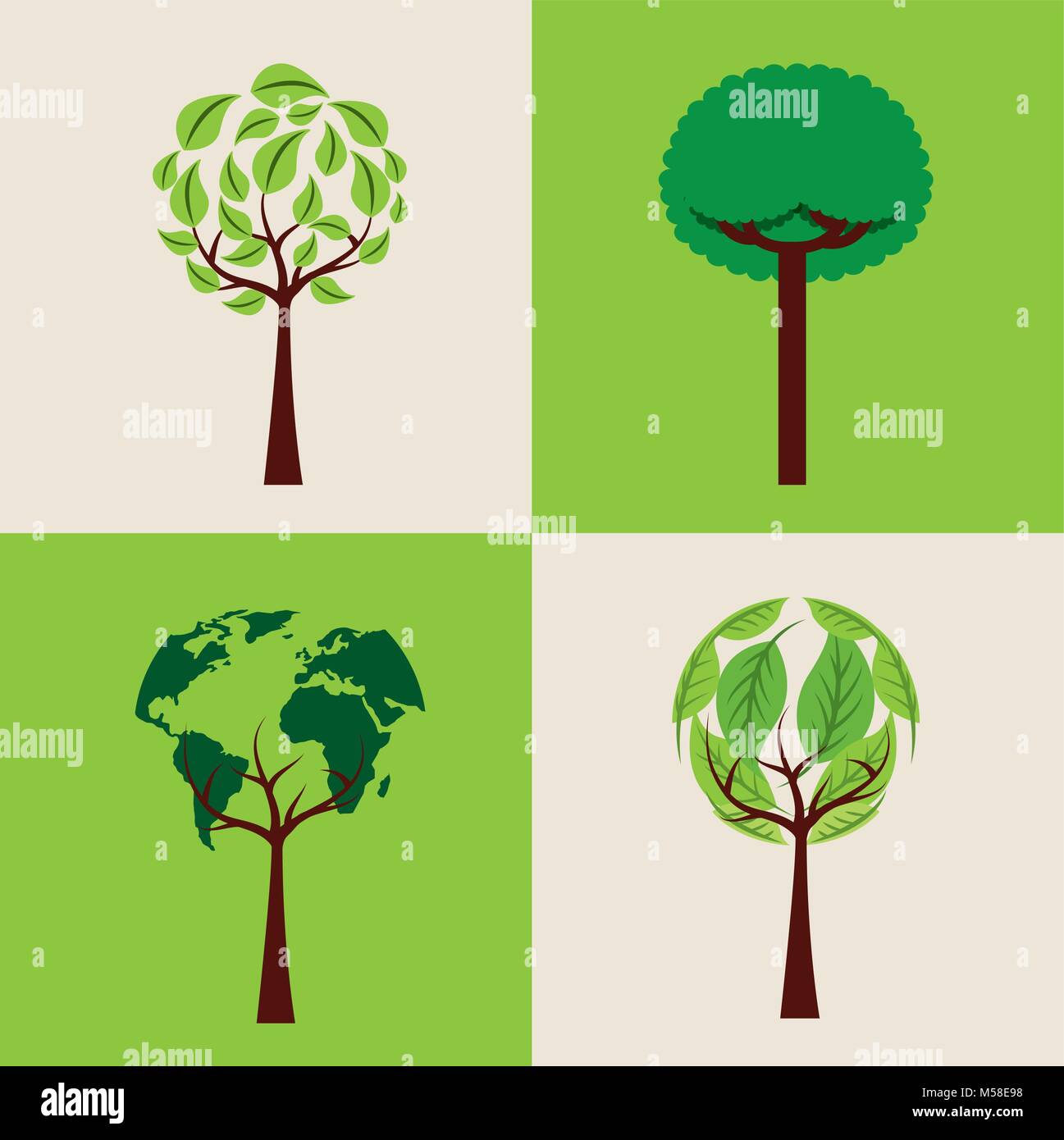 set of trees ecology shape differents environment Stock Vector Image ...