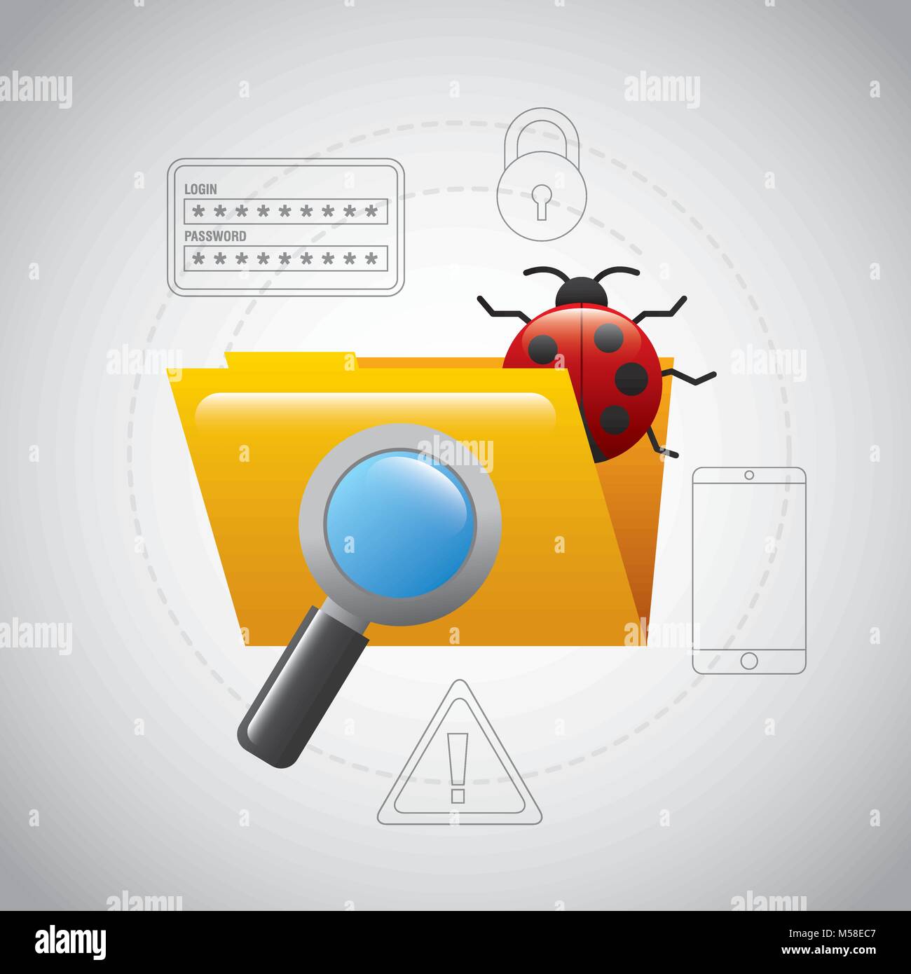 folder file bug virus magnifier search technology Stock Vector Image ...