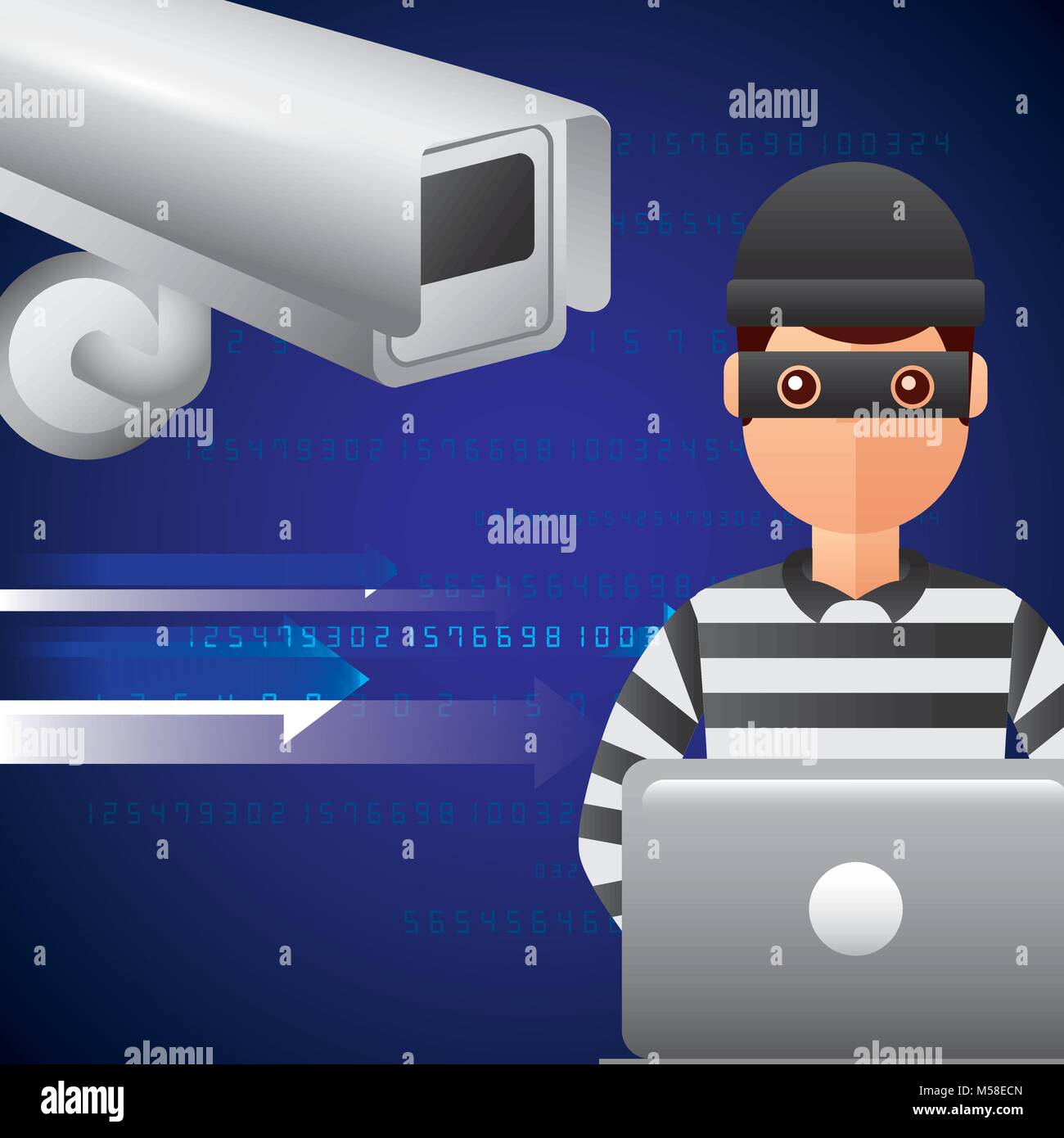 thief hacking in laptop cyber data camera Stock Vector Image & Art - Alamy