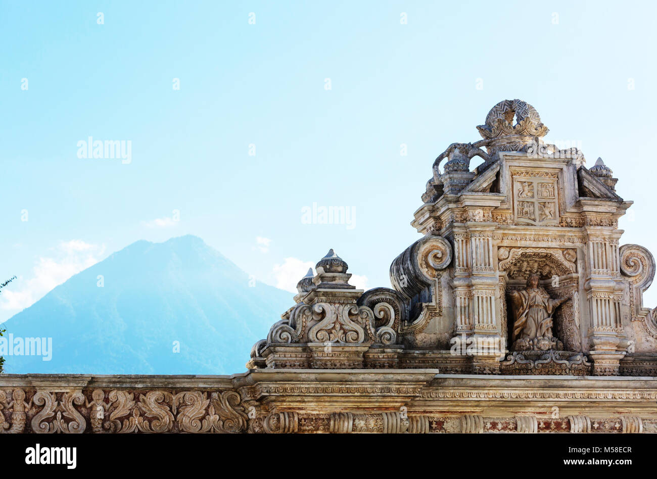 Colonial architecture in ancient Antigua Guatemala city, Central ...
