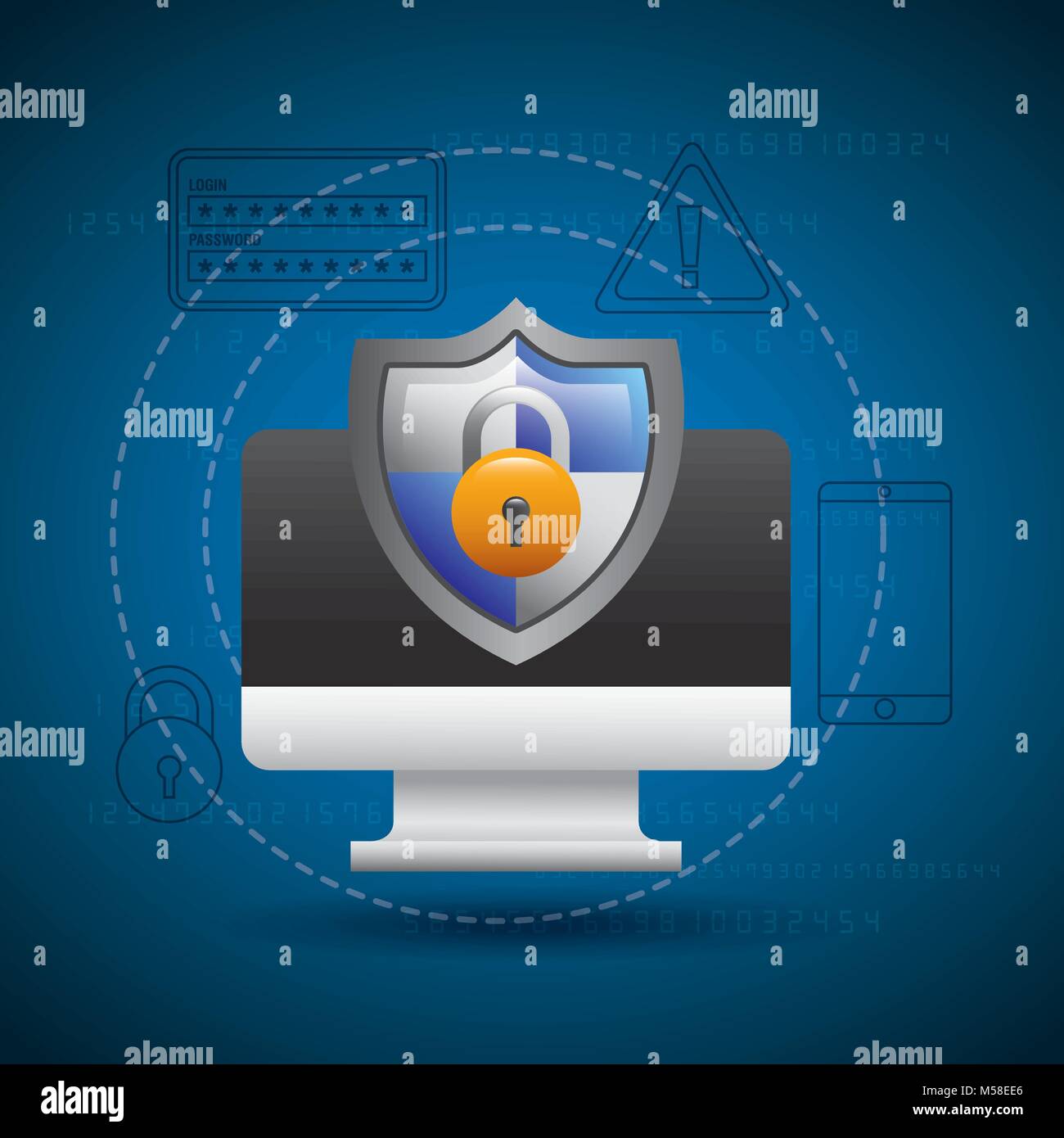 monitor technology shield protection padlock secure Stock Vector Image & Art - Alamy