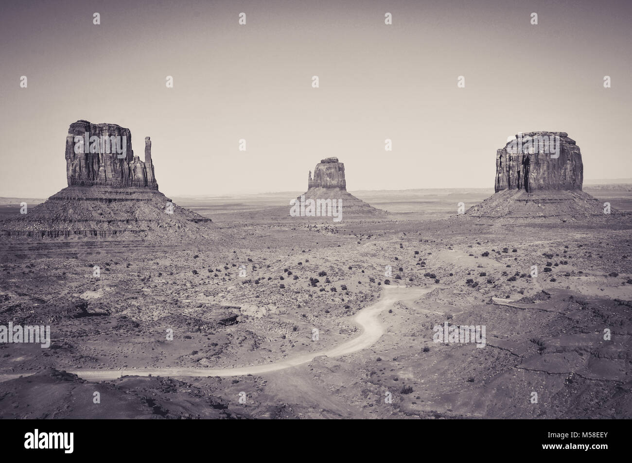 East and West Mitten Buttes in Monument Valley Stock Photo - Alamy