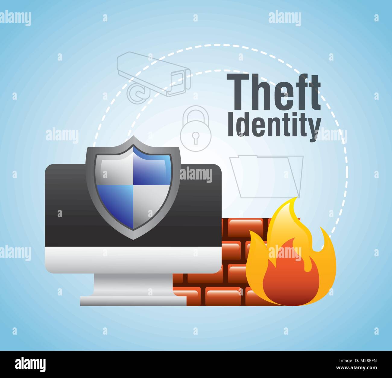theft identity computer protection firewall safety Stock Vector Image ...