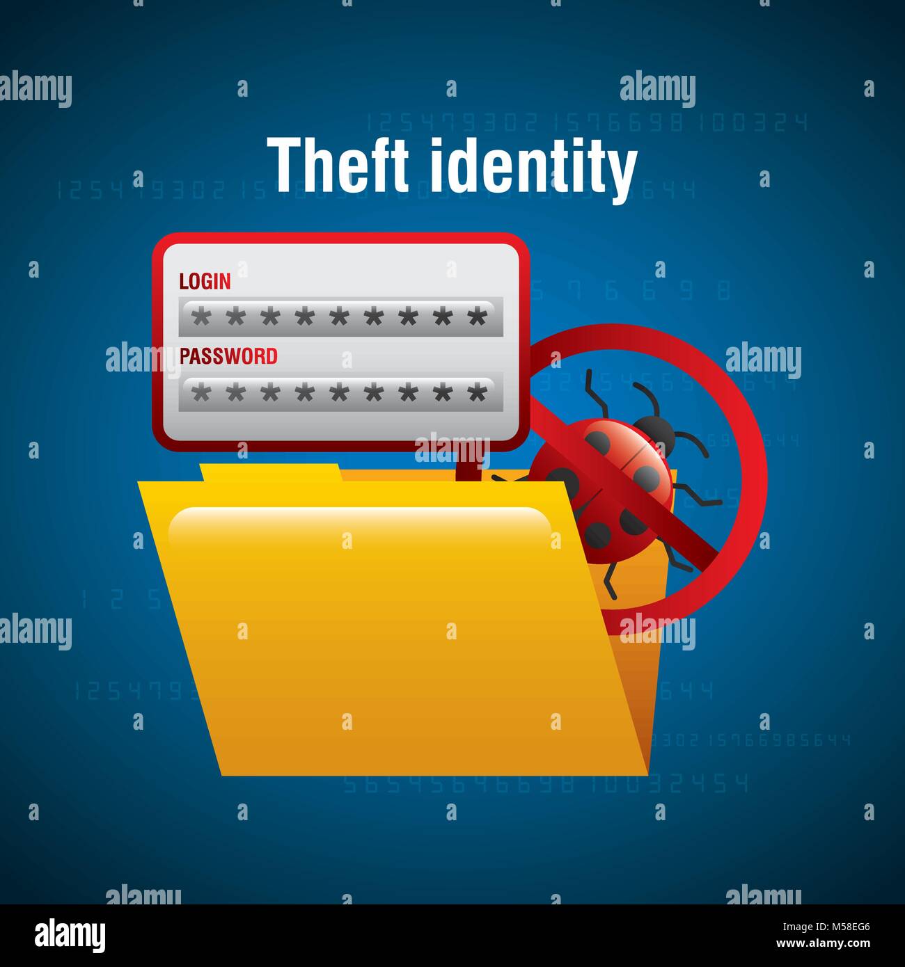 theft identity folder file document access virus Stock Vector Image ...