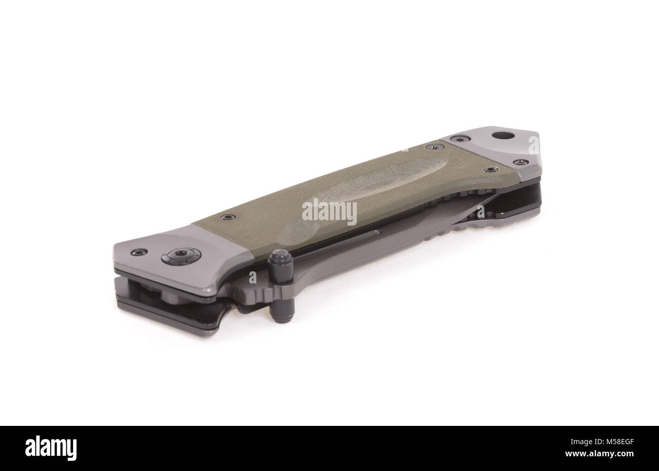 Modern pocket knife, isolated on a white background Stock Photo - Alamy