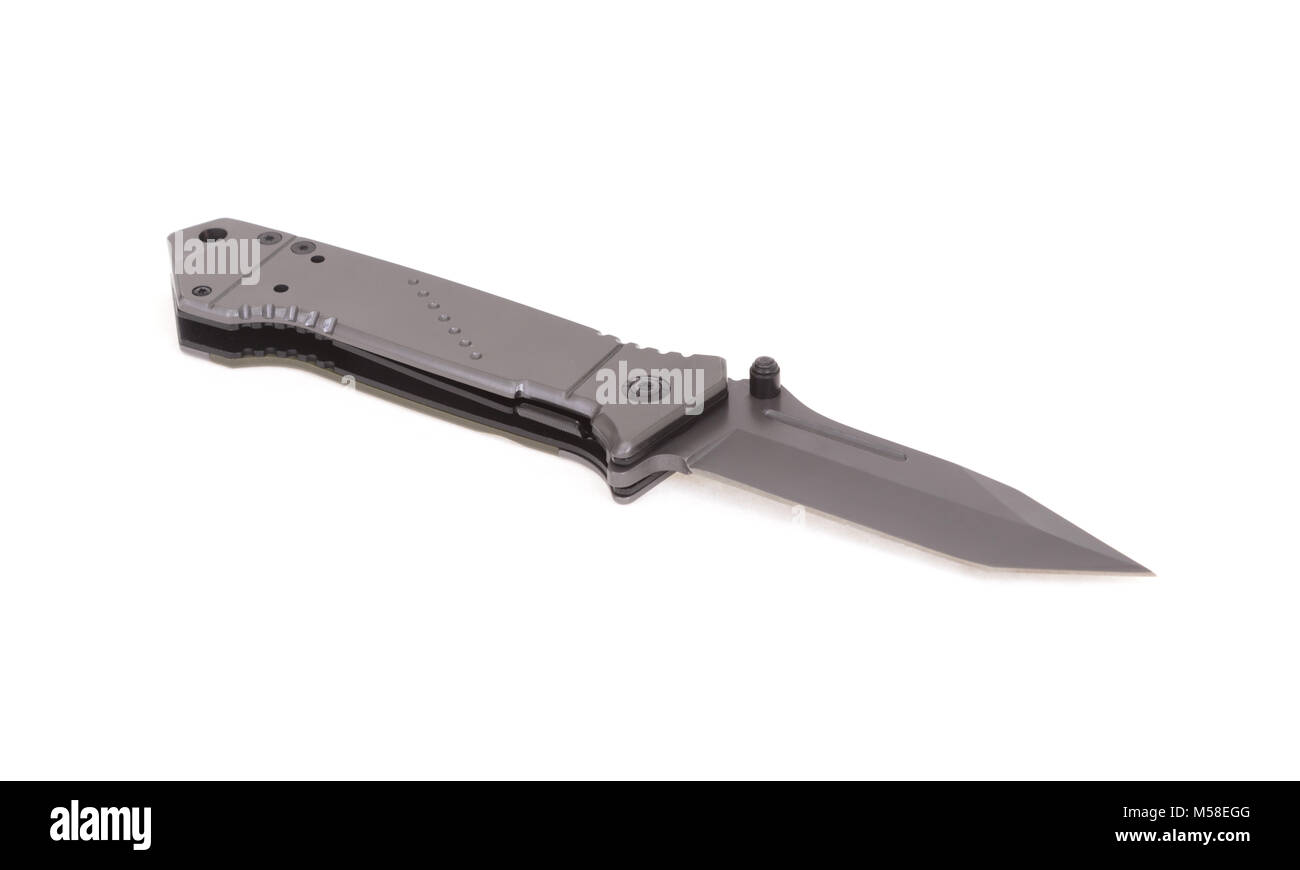 Modern pocket knife, isolated on a white background Stock Photo - Alamy